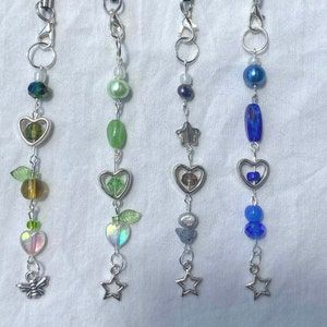 Beaded Phone Charms| Cottagecore Fairycore Star Heart Glass Pearl Jewelry| Rainbow Phone ...