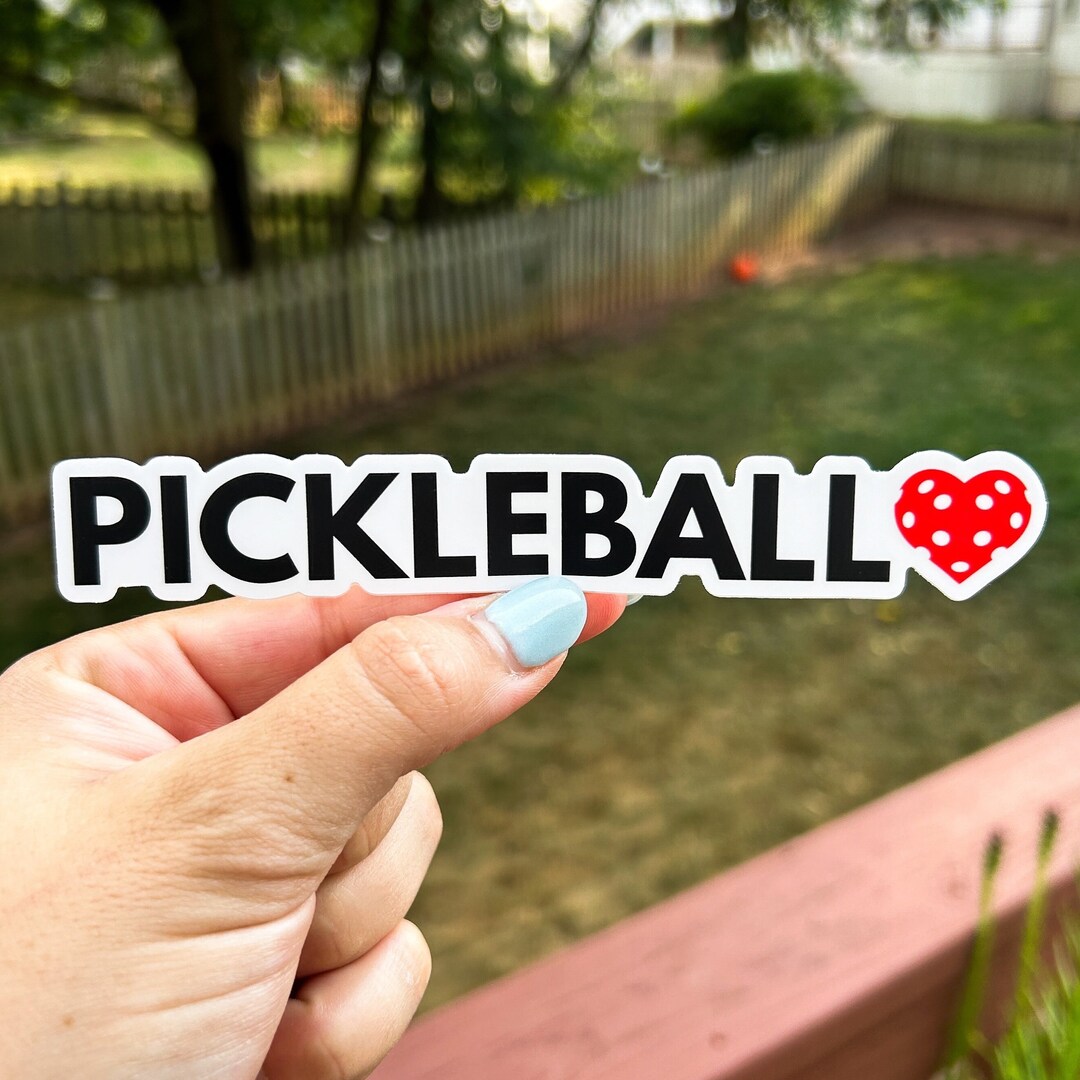 Pickleball Word black Red Heart Sticker, 6x0.91 in Hydro Flask Sticker ...
