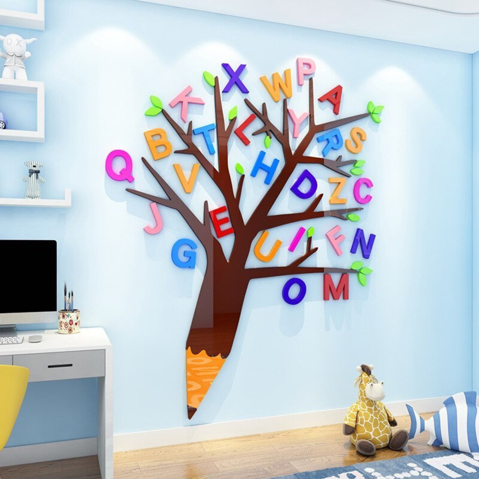 Letter With Pencil Tree Acrylic Wall Art - Etsy