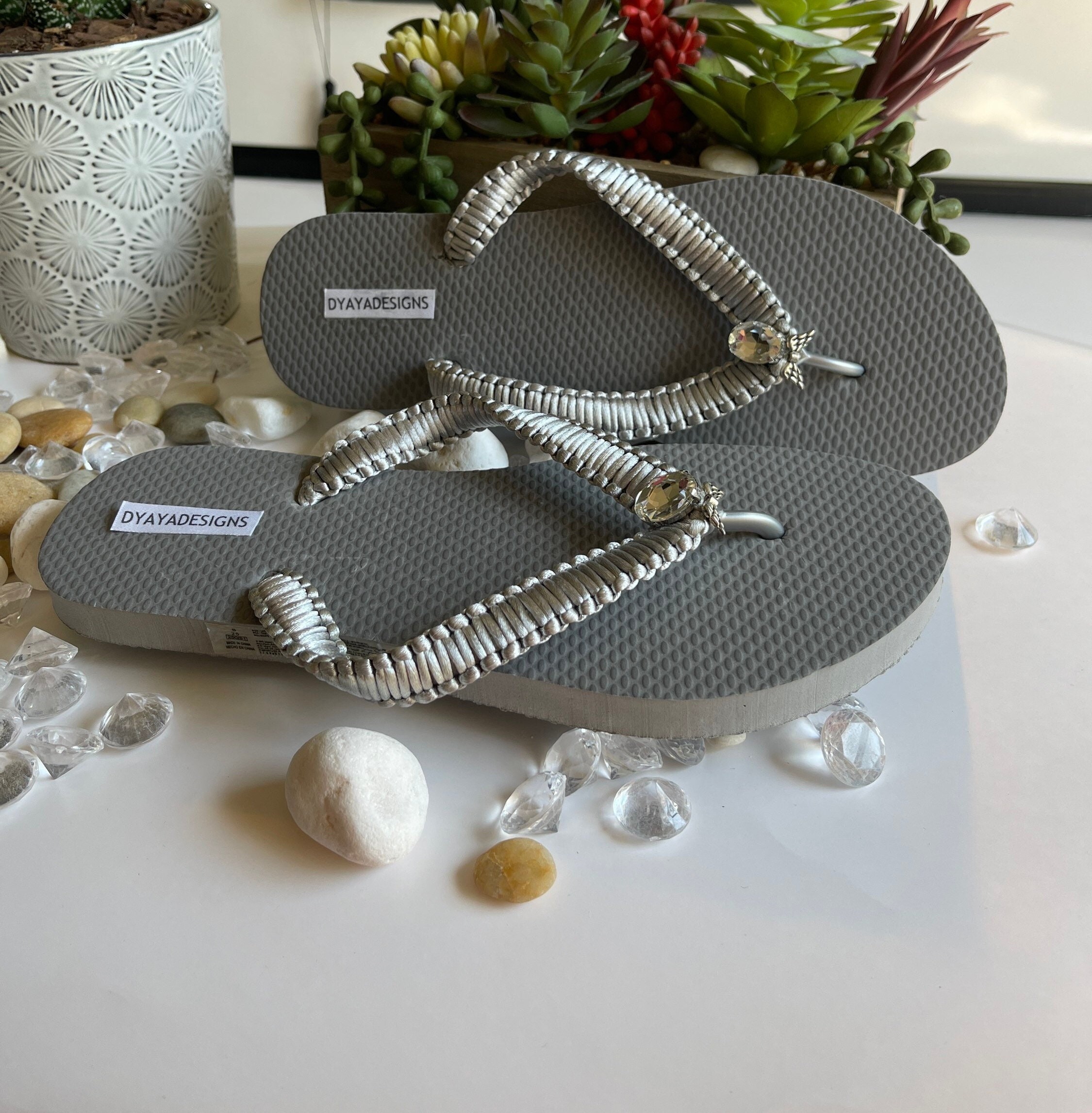 Handmade Beaded, Stones Flip Flops/bridal Flip Flops/beach Flip Flops ...