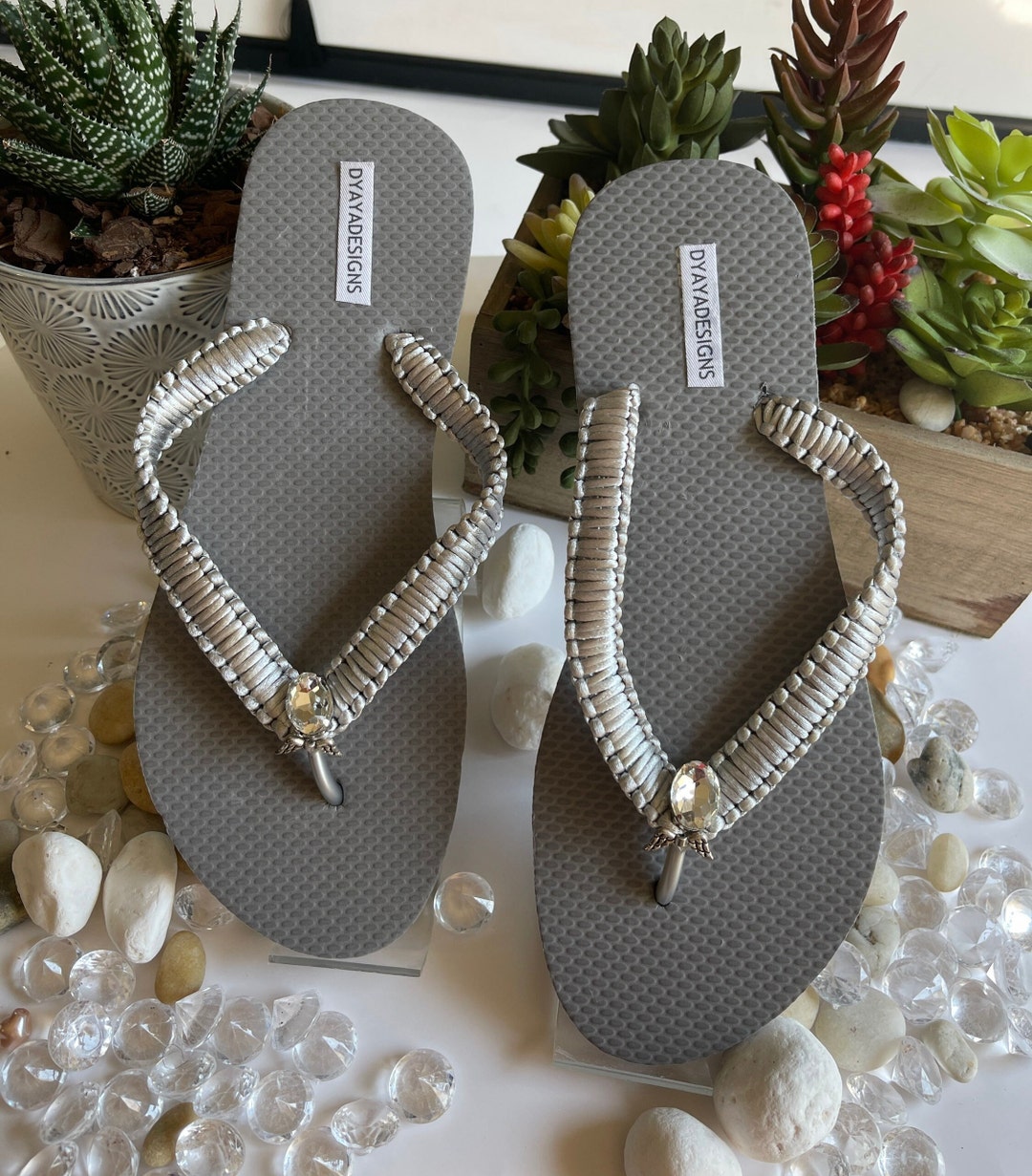 Handmade Beaded, Stones Flip Flops/bridal Flip Flops/beach Flip Flops ...