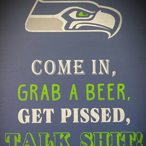 Seattle Seahawks Hand Painted Stained Wooden Decorative Block - Etsy