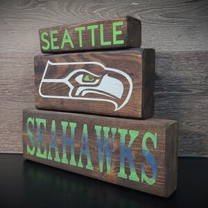 Seattle Seahawks Hand Painted Stained Wooden Decorative Block - Etsy