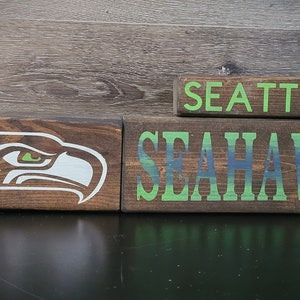 Seattle Seahawks Hand Painted Stained Wooden Decorative Block - Etsy