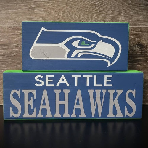 Seattle Seahawks Hand Painted Stained Wooden Decorative Block - Etsy