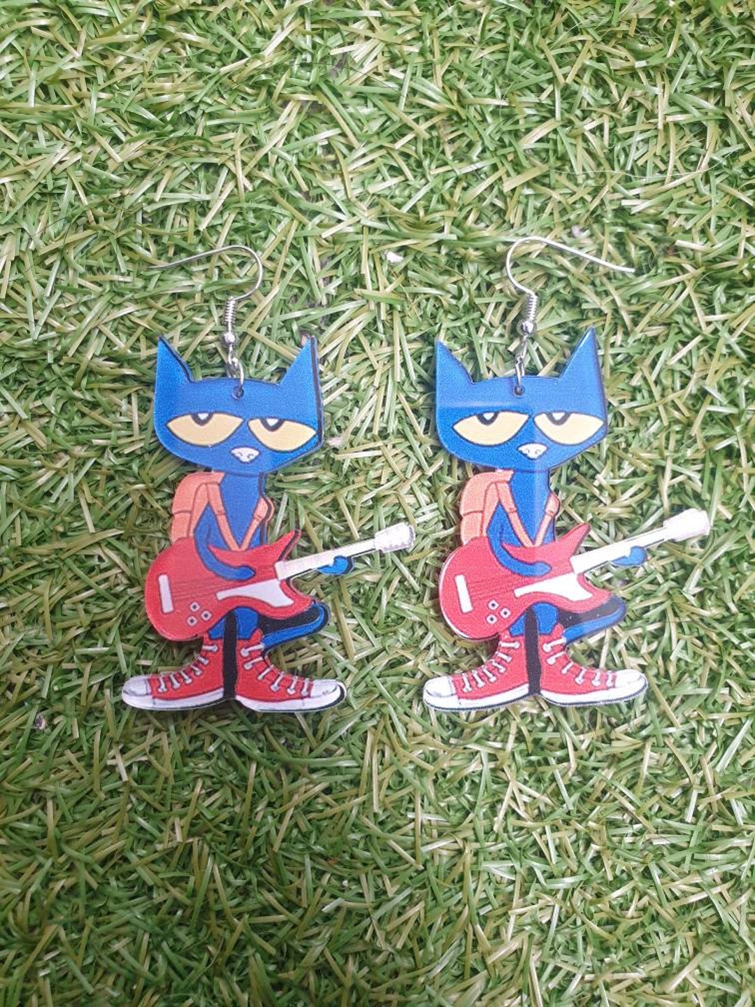 Pete the Cat Rockin in My School Shoes Earrings Teacher - Etsy