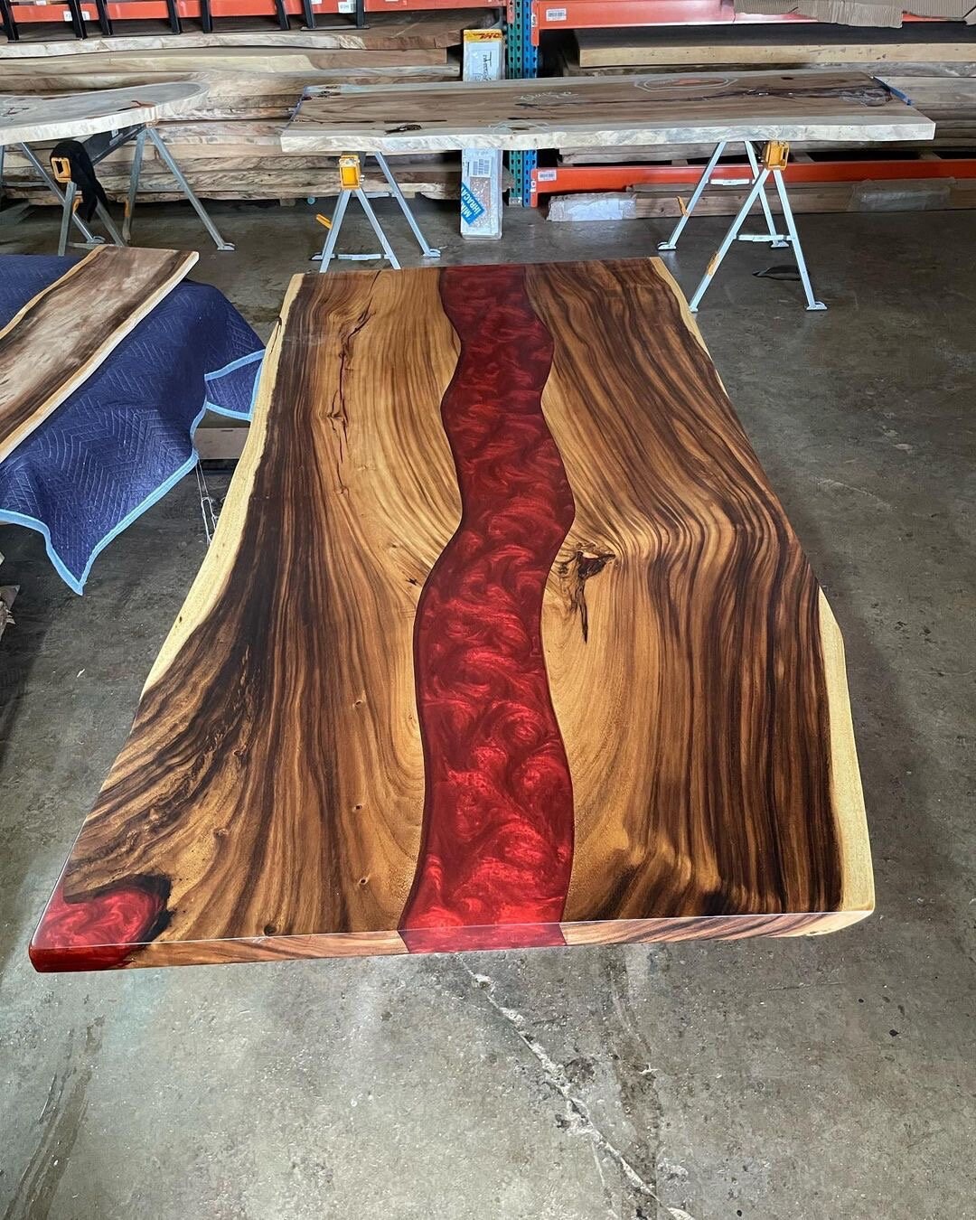 Red resin table store
