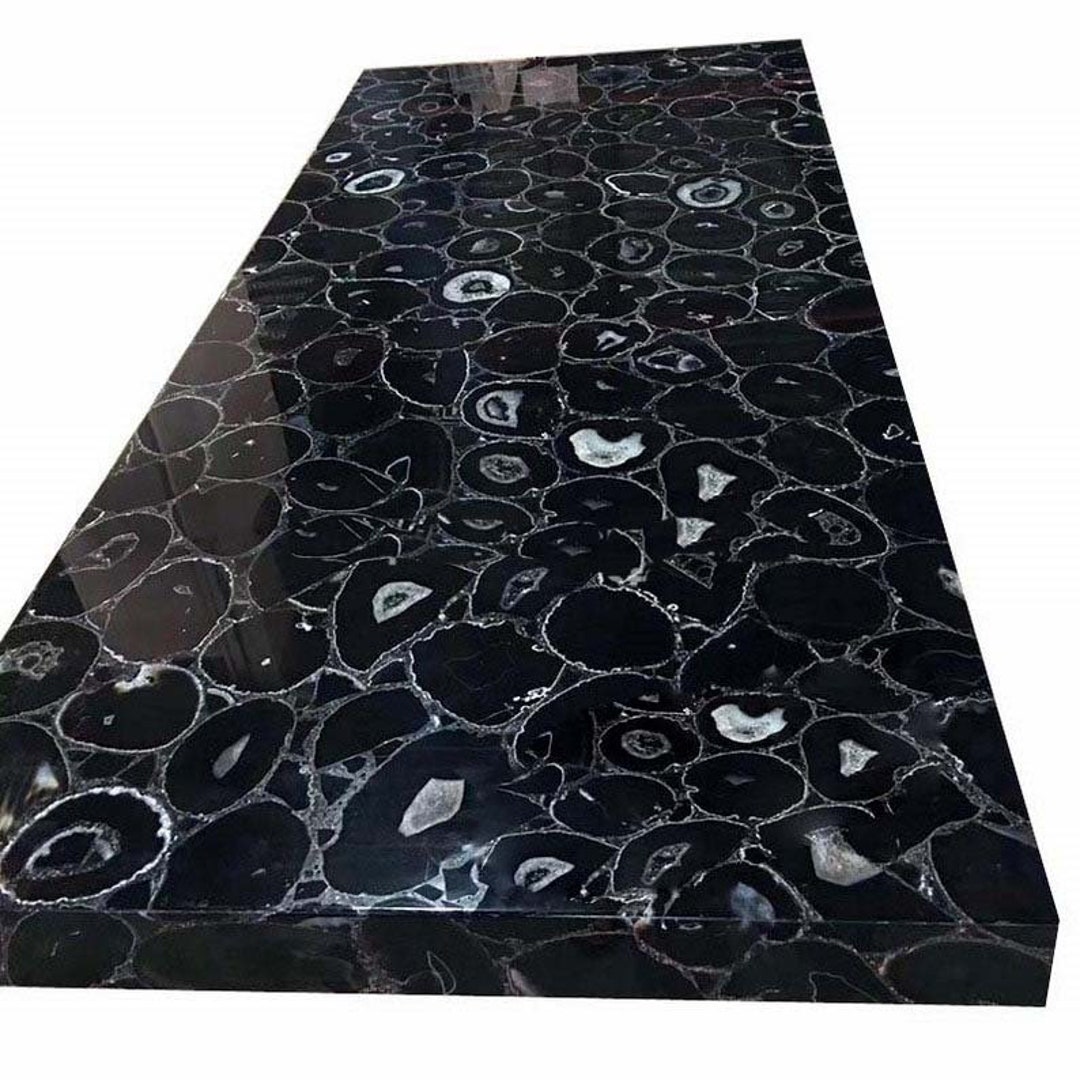 Black Agate Stone Coffee Table, Black Agate Luxury Table for Home ...