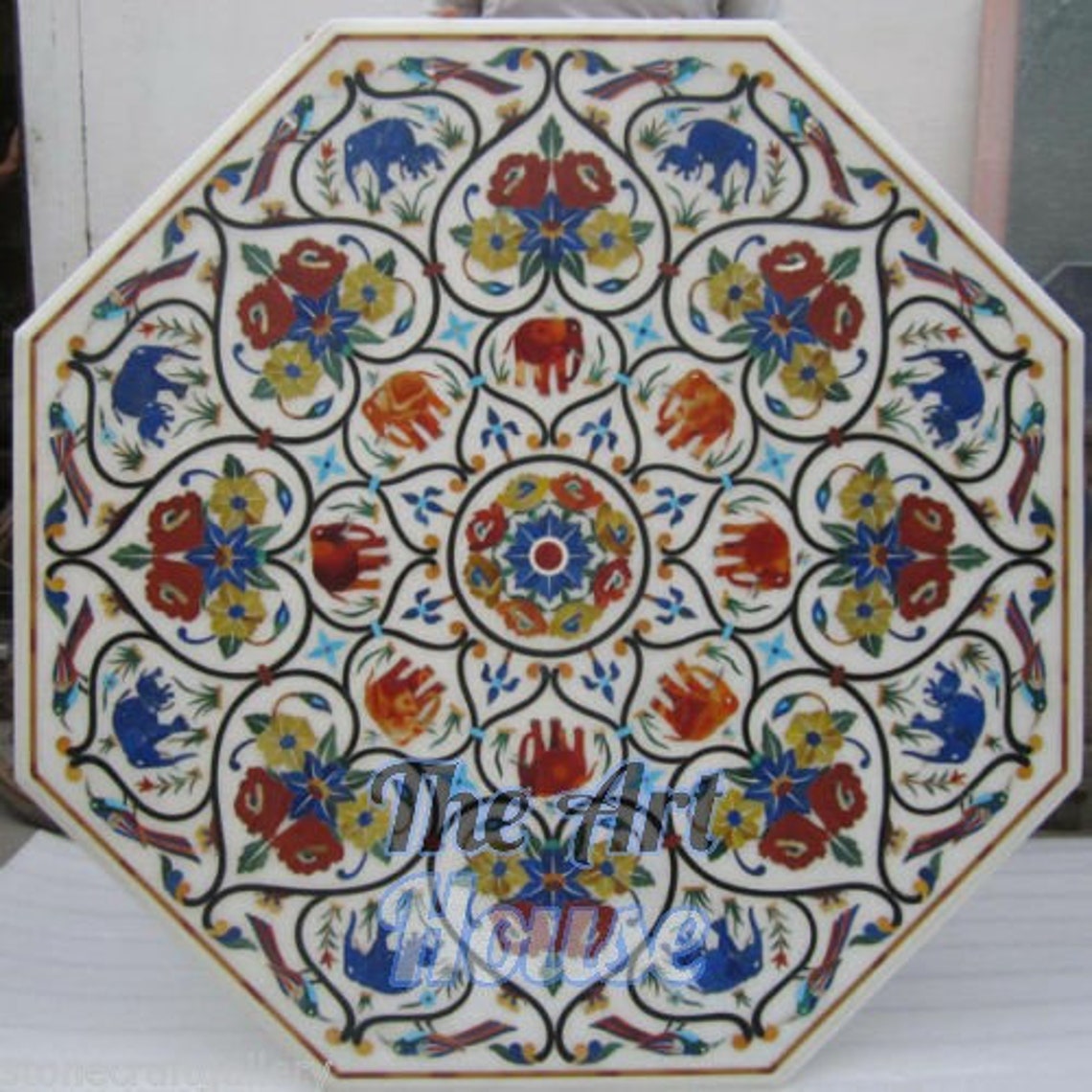 Octangle White Marble Diningsofacoffee Tabletop Semi - Etsy