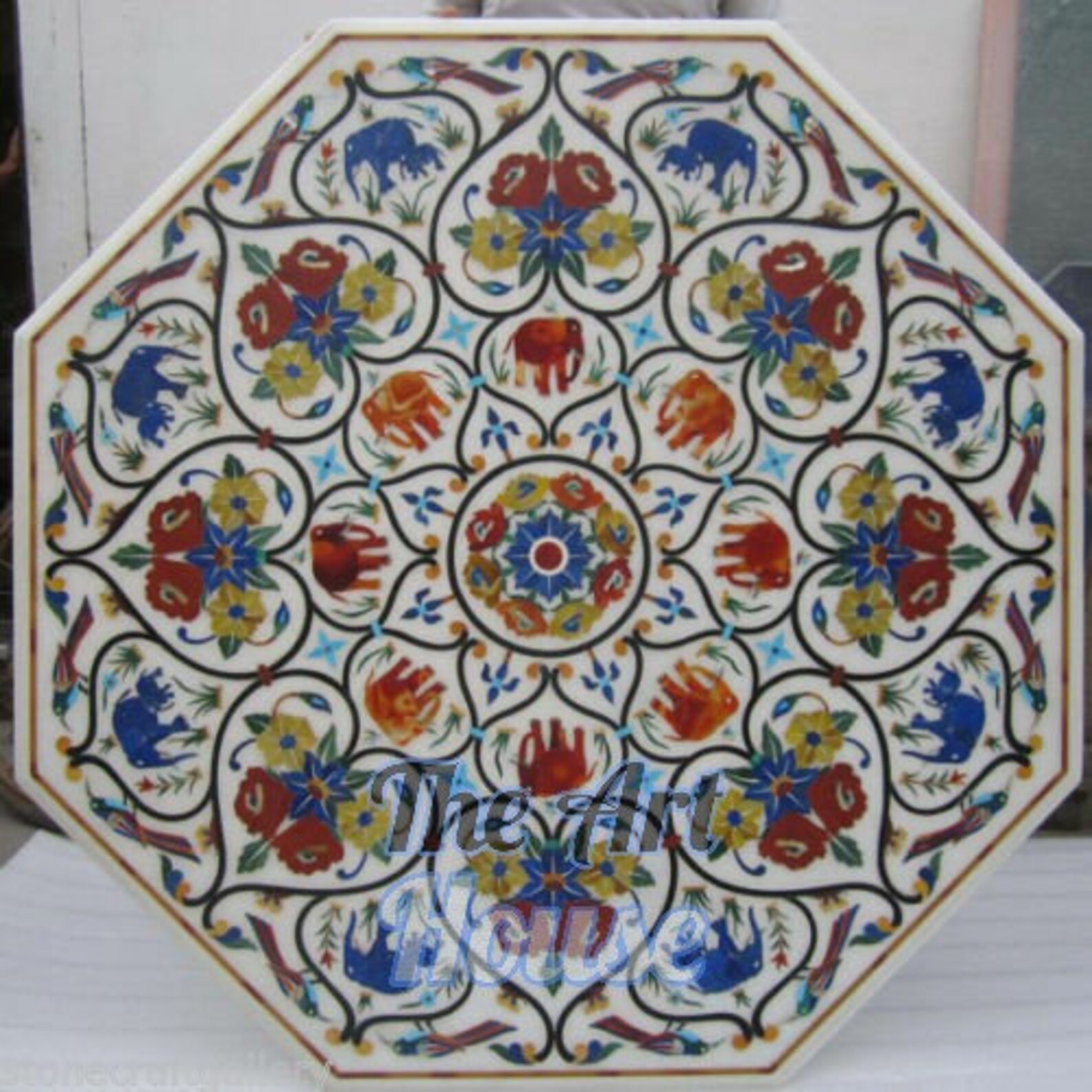 Octangle White Marble Diningsofacoffee Tabletop Semi - Etsy