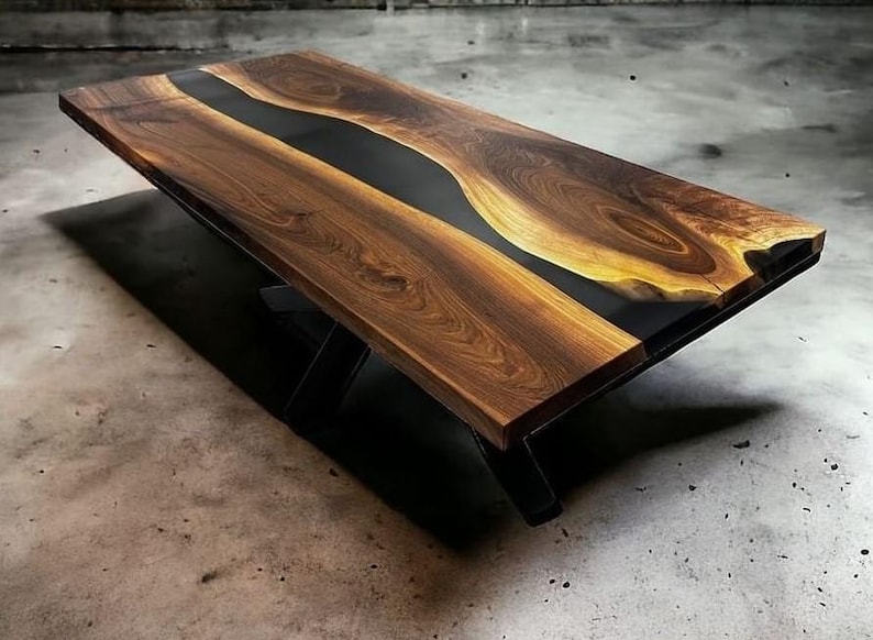 Epoxy Table, Dining, Center Table Top Live Edge Walnut Table ,black ...