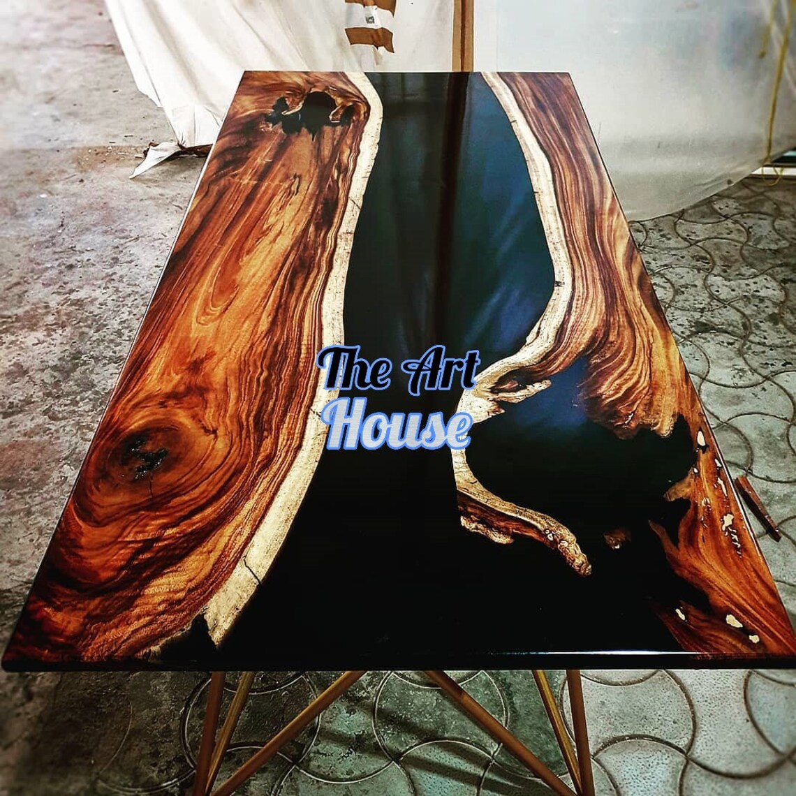 Epoxy Table, Dining, Sofa, Side, Center Table Top Live Edge Walnut ...