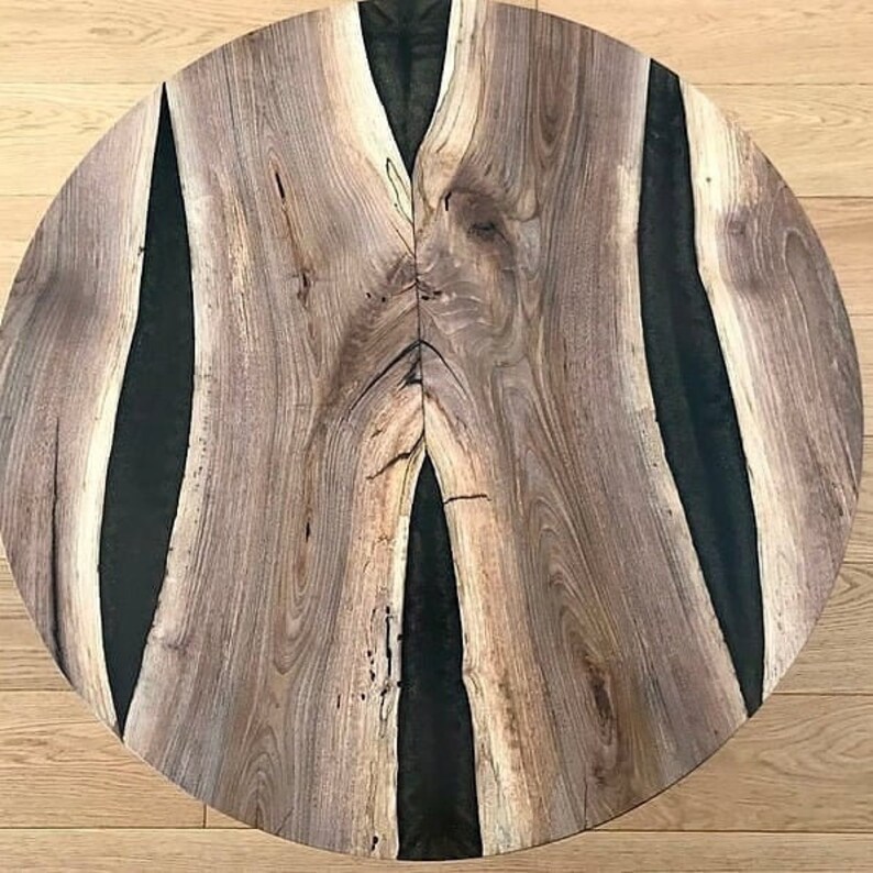 Round Wood Table With Resin, Round Epoxy Table, Handmade Epoxy Table ...