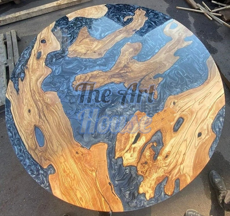 Round Wood Table With Resin Round Decor Epoxy Table Round - Etsy