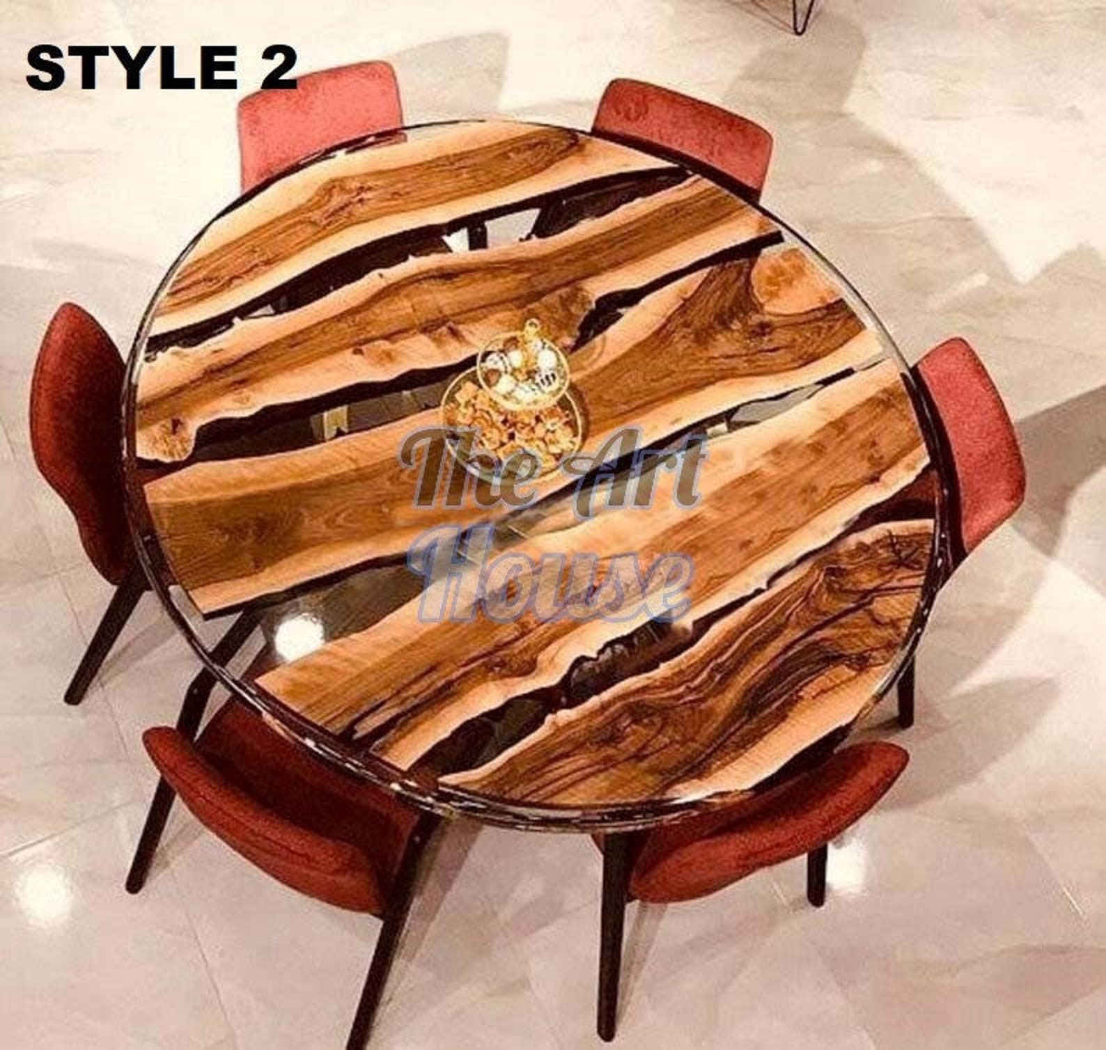 Round Wood Table With Resin Round Decor Clear Epoxy Table - Etsy