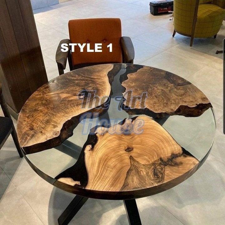 Epoxy Table, Dining, Center Table Top Live Edge Walnut Table ,round ...