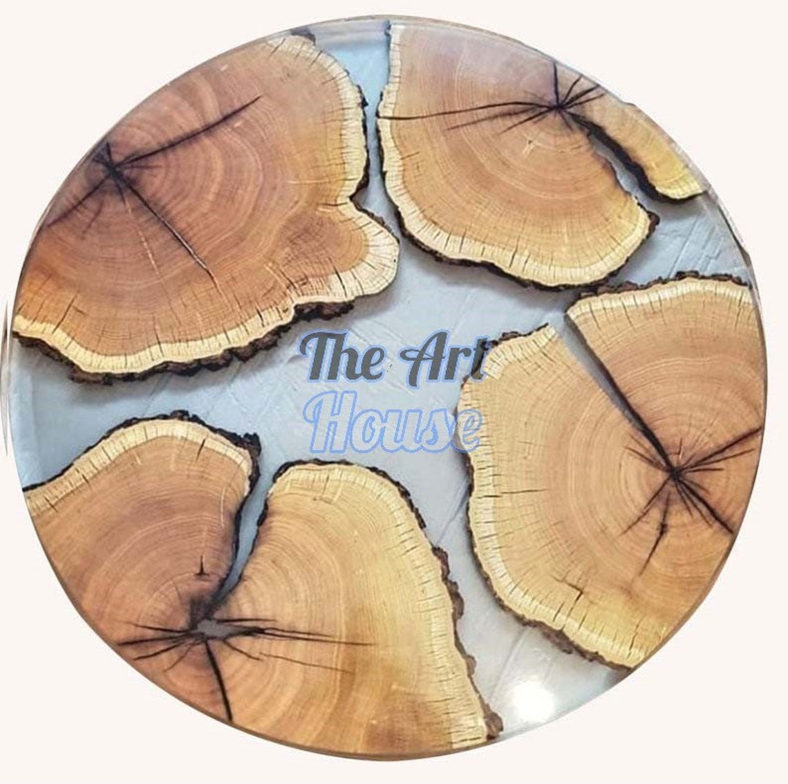 Round Wood Table With Resin Round Decor Epoxy Clear Table - Etsy