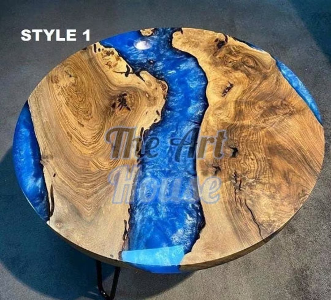 Round Wood Table With Resin Round Decor Clear Epoxy Table - Etsy