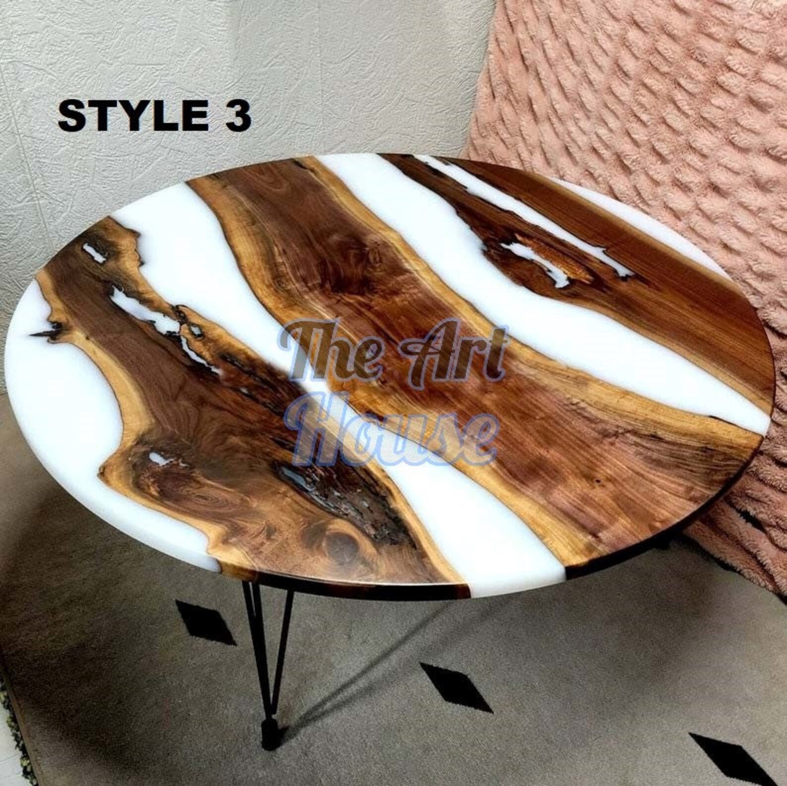 Round Wood Table With Resin Round Decor Clear Epoxy Table - Etsy