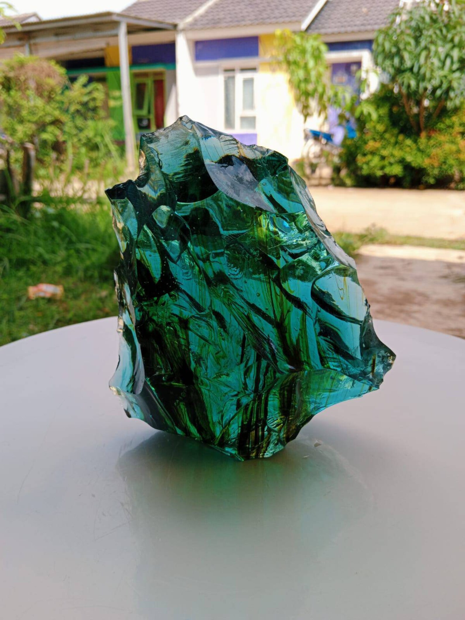 1175 Gr of Rough Andara Crystal Turquoise With Hair Fibers Inside ...