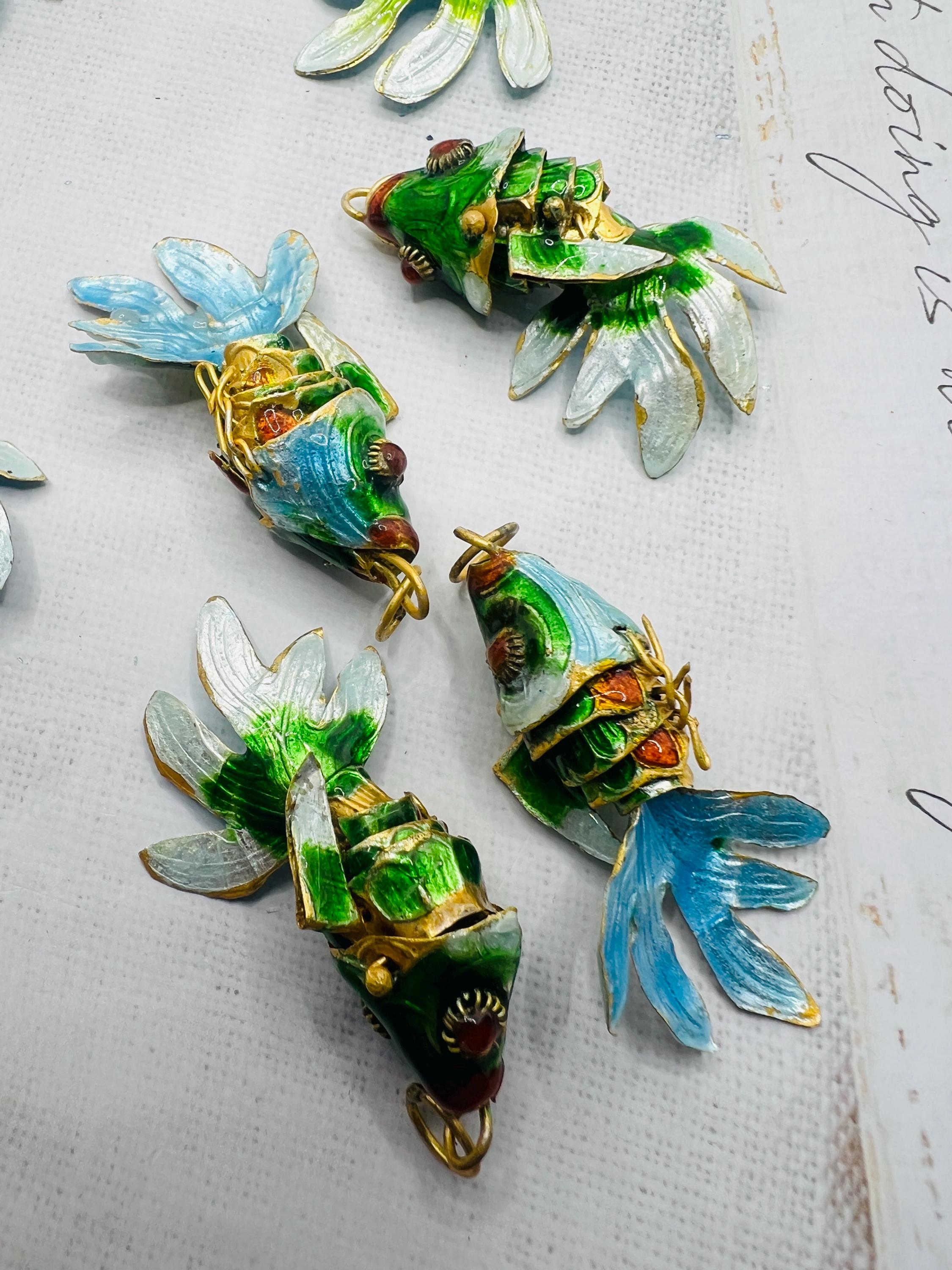 1pcs, Fish, Chinese, Cloisonne, Carp, Koy, Pendants, 45mm, Blue, Black ...