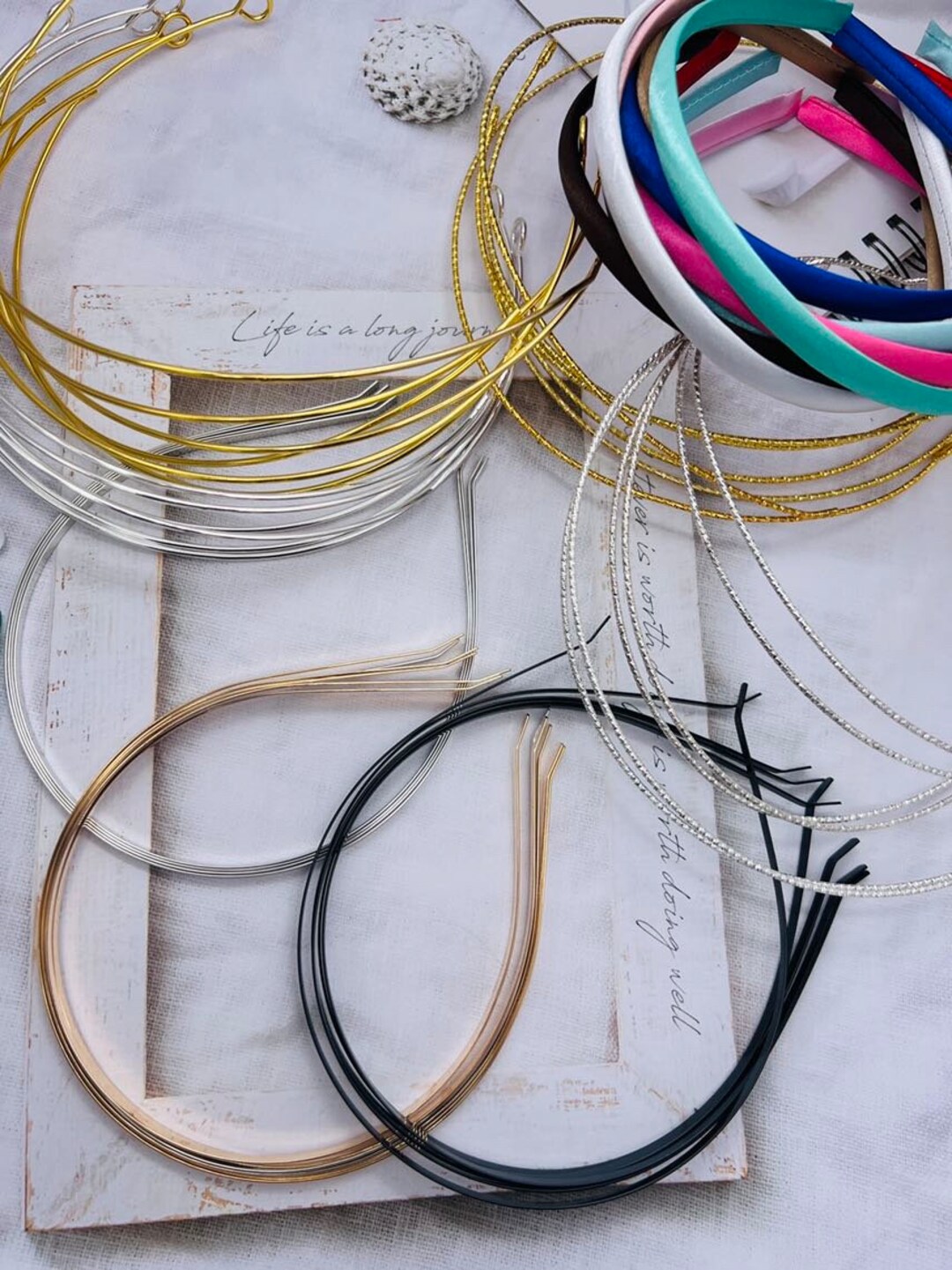 Headband Base, Twisted, Wedding, Fabric, Stainless Steel, Gold, Black ...