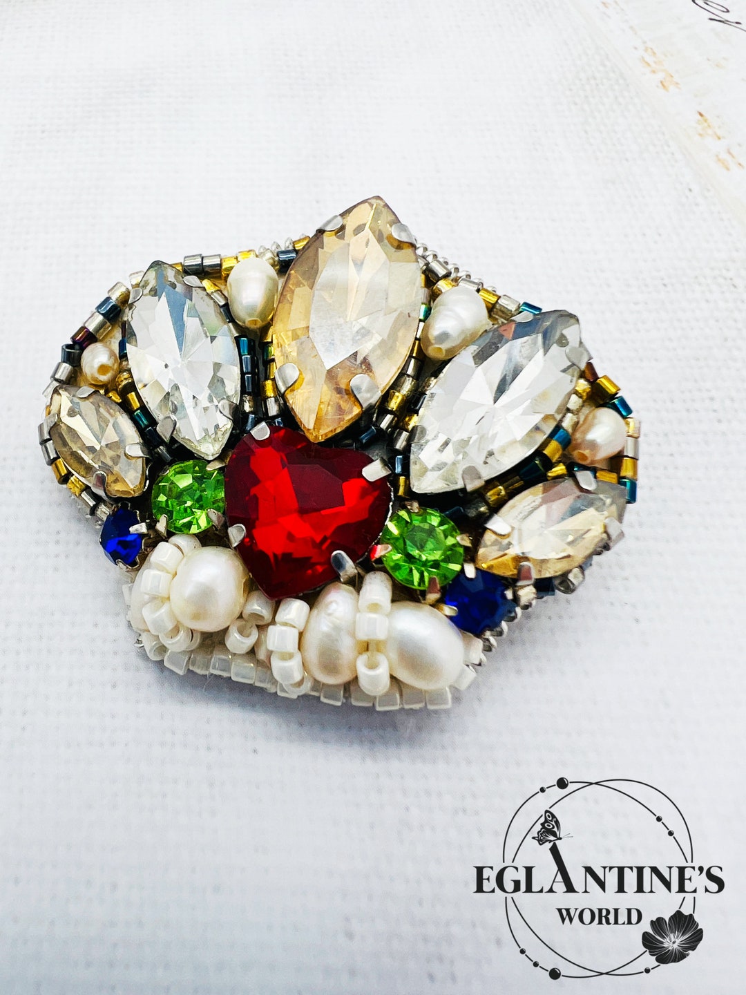 Crown, Brooch, Royal, Heart, Queen, Crystals, Pearls, Mini, Cork - Etsy