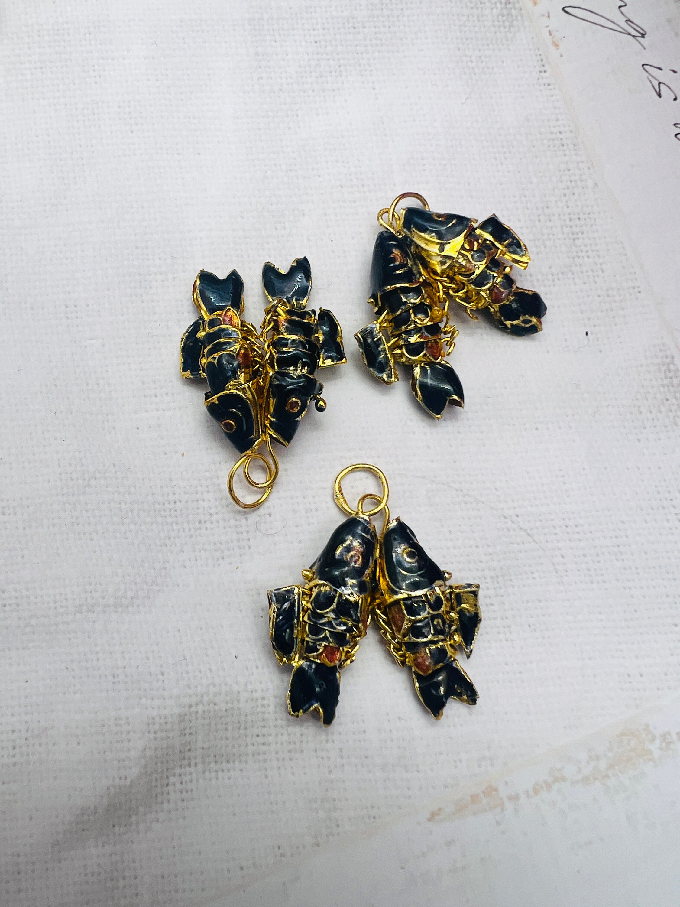 1pcs, Double, Fish, Chinese, Cloisonne, Carp, Koy, Pendants, 35mm, 25mm ...
