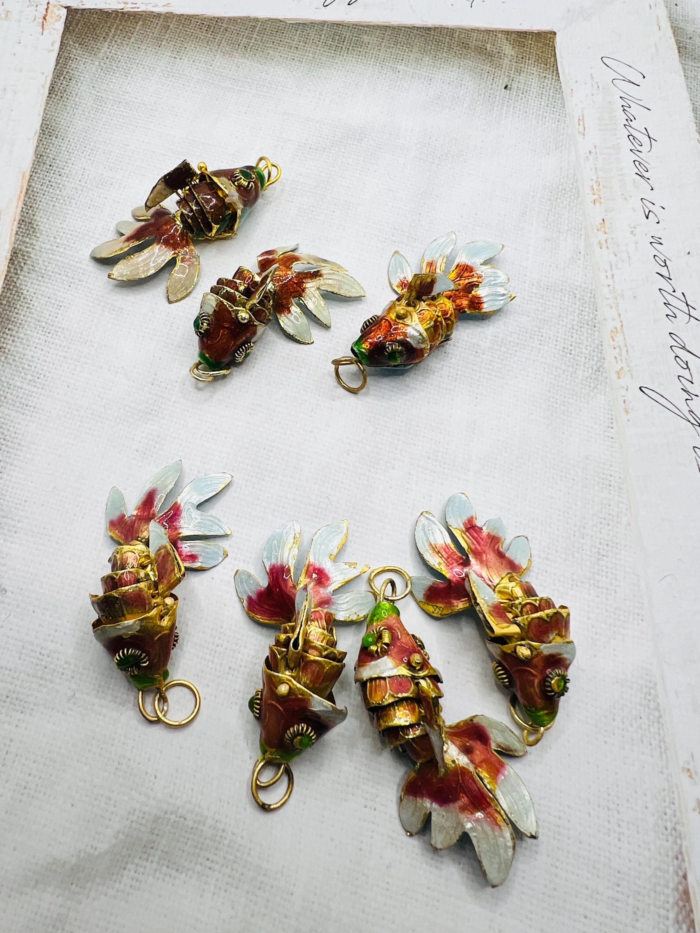 1pcs, Fish, Chinese, Cloisonne, Carp, Koy, Pendants, 45mm, Blue, Black ...