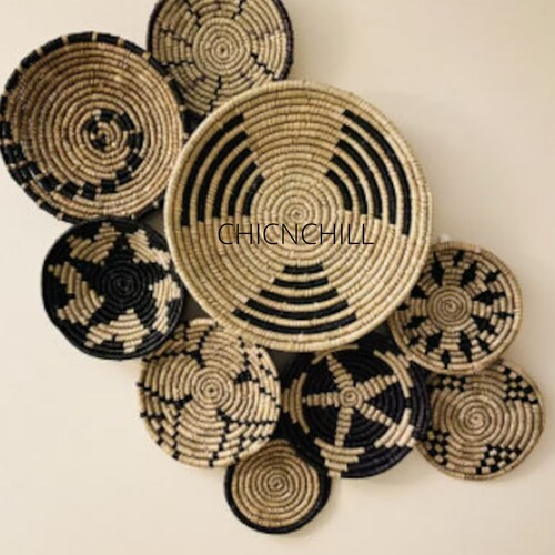 Hanging Woven Wall Basket Set 7 Handmade Seagrass Baskets - Etsy