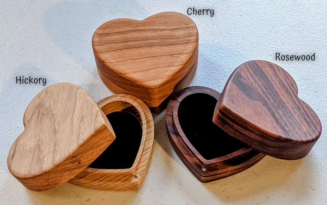 Jewelry / Trinket Box Heart Shaped, LG or SM, Various Woods, Felt Lined ...