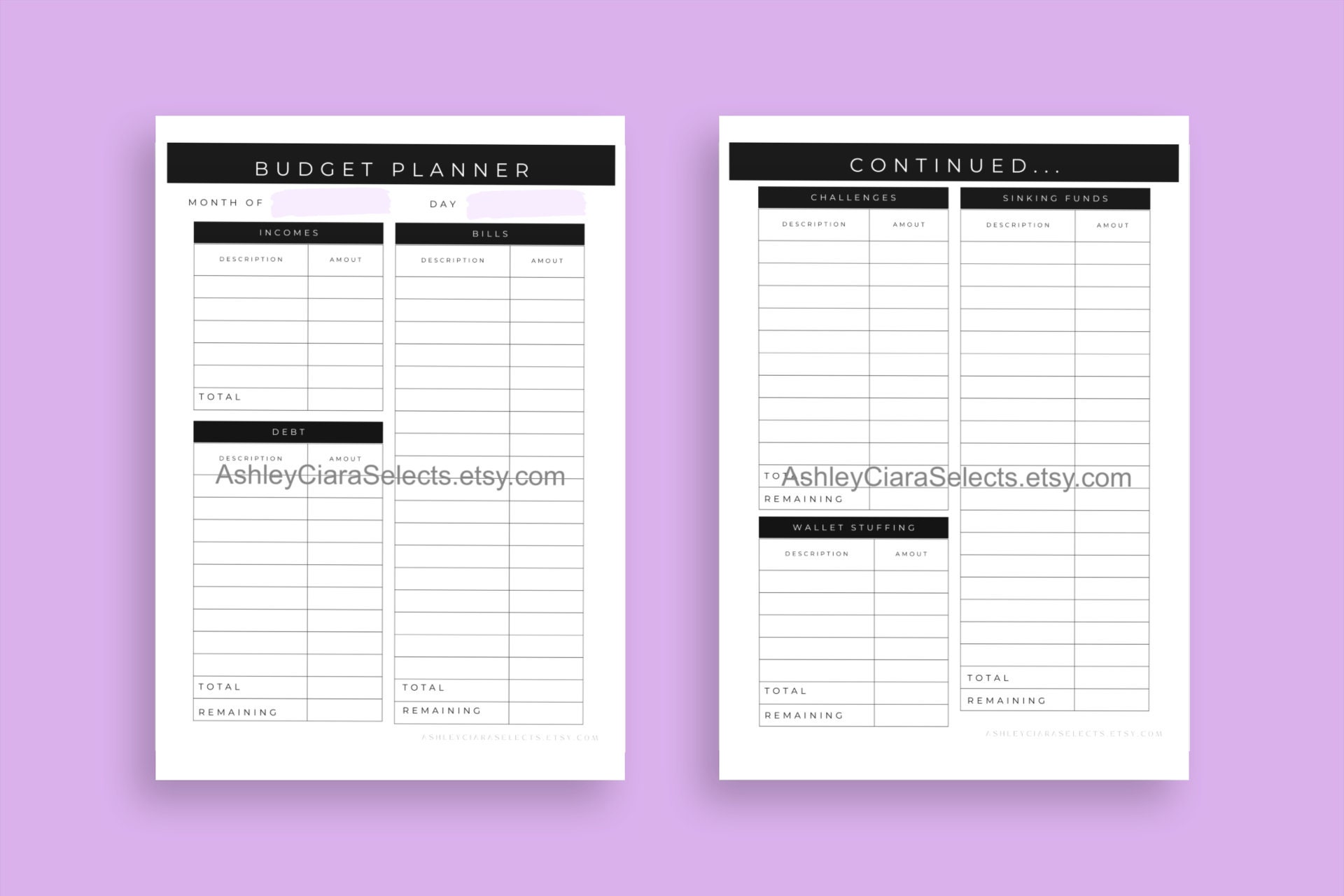 Budget Planner Printable/download, Money Challenge, Instant Download ...