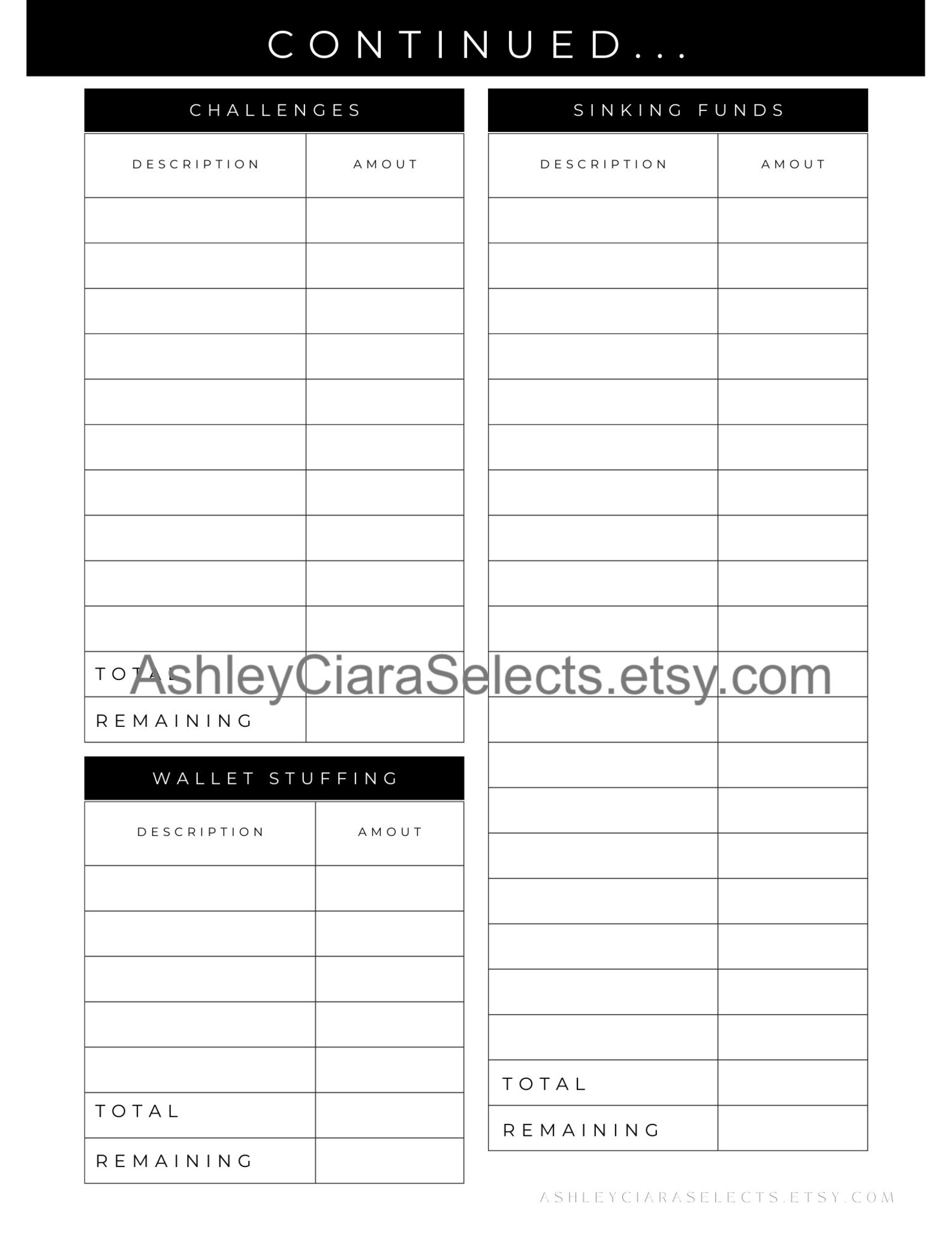 Budget Planner Printable/download, Money Challenge, Instant Download ...