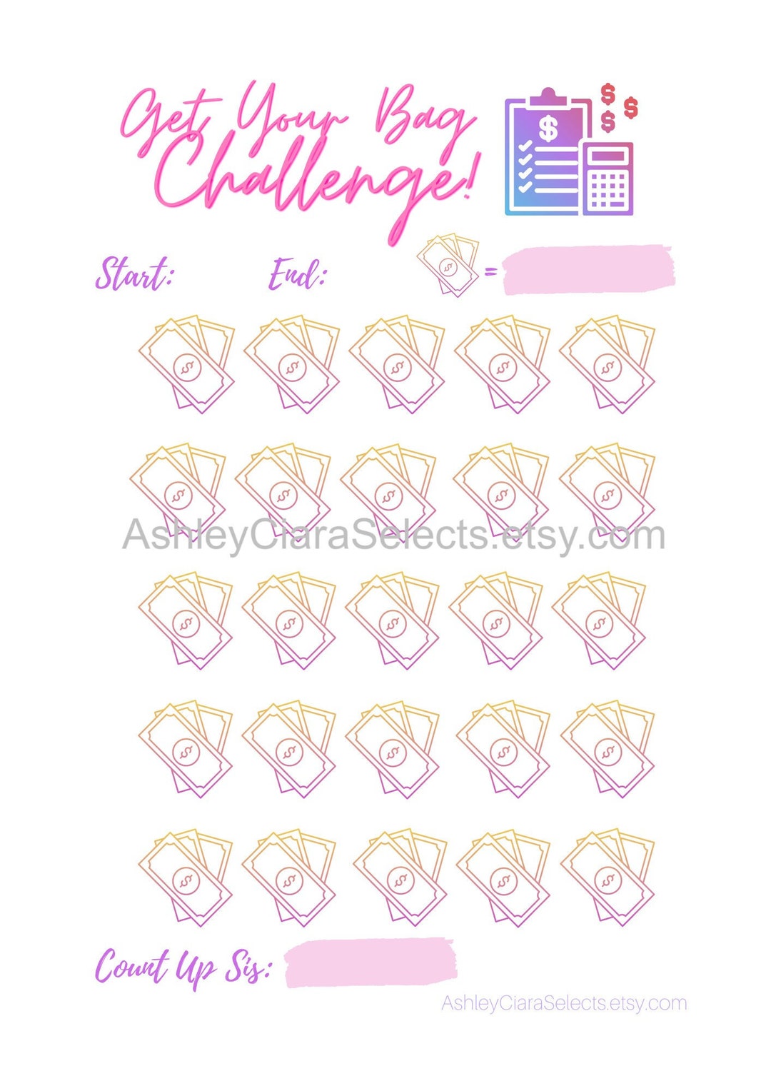Savings Challenge Printable/download, Money Challenge, Instant Download ...
