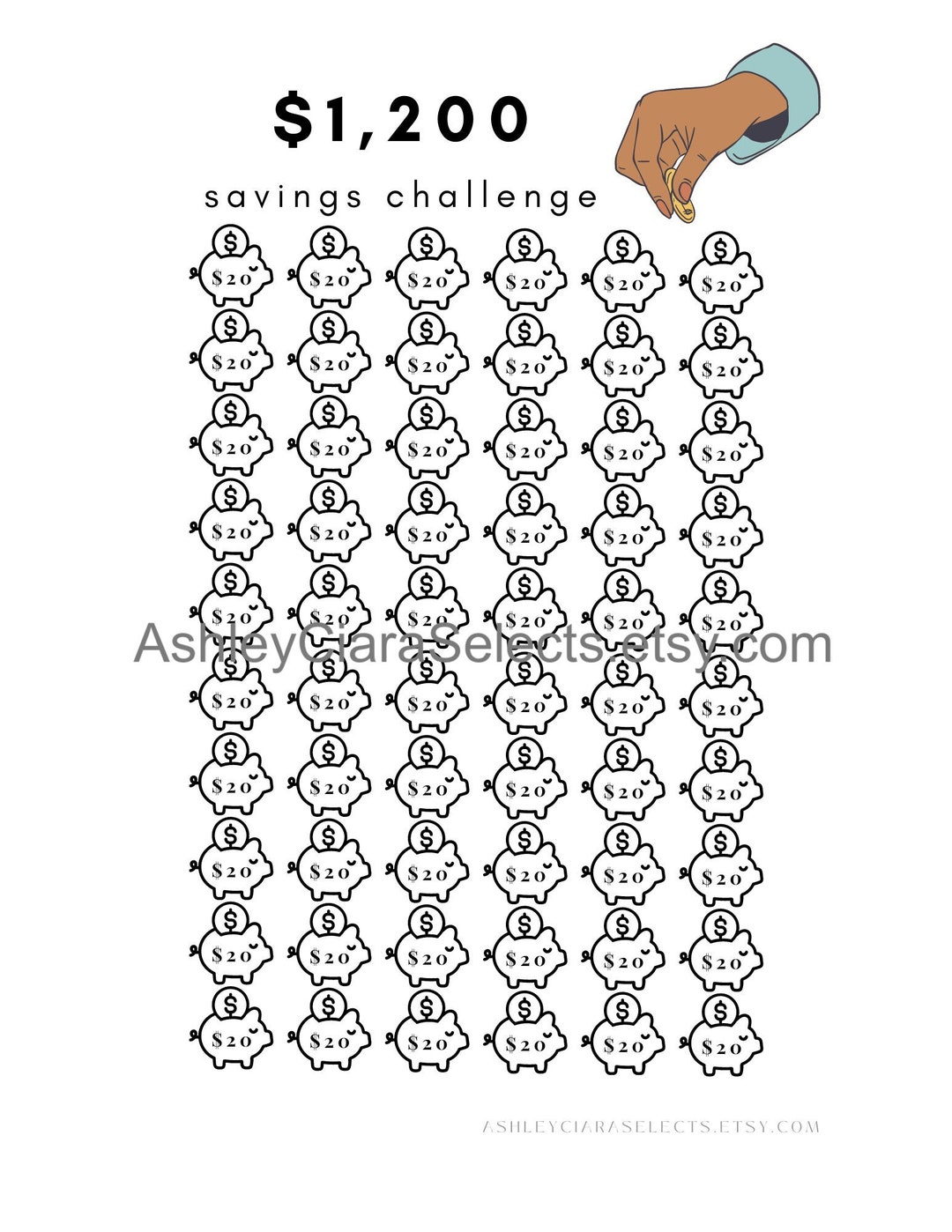 Savings Challenge Printable/download, Money Challenge, Instant Download ...