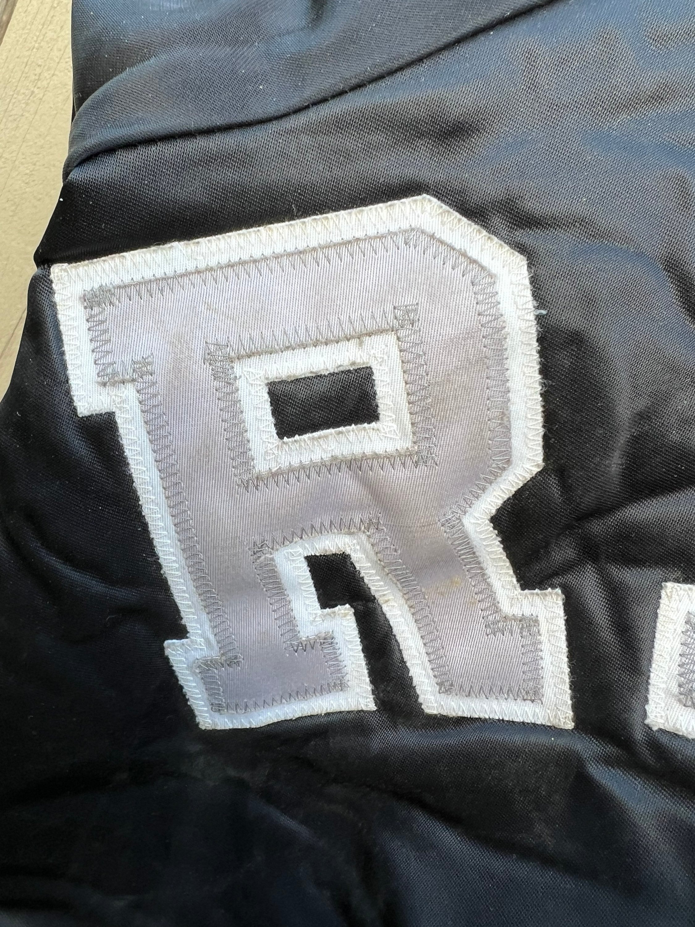 Vintage Oakland Los Angeles Raiders Satin Bomber CHALK LINE Spell Out ...