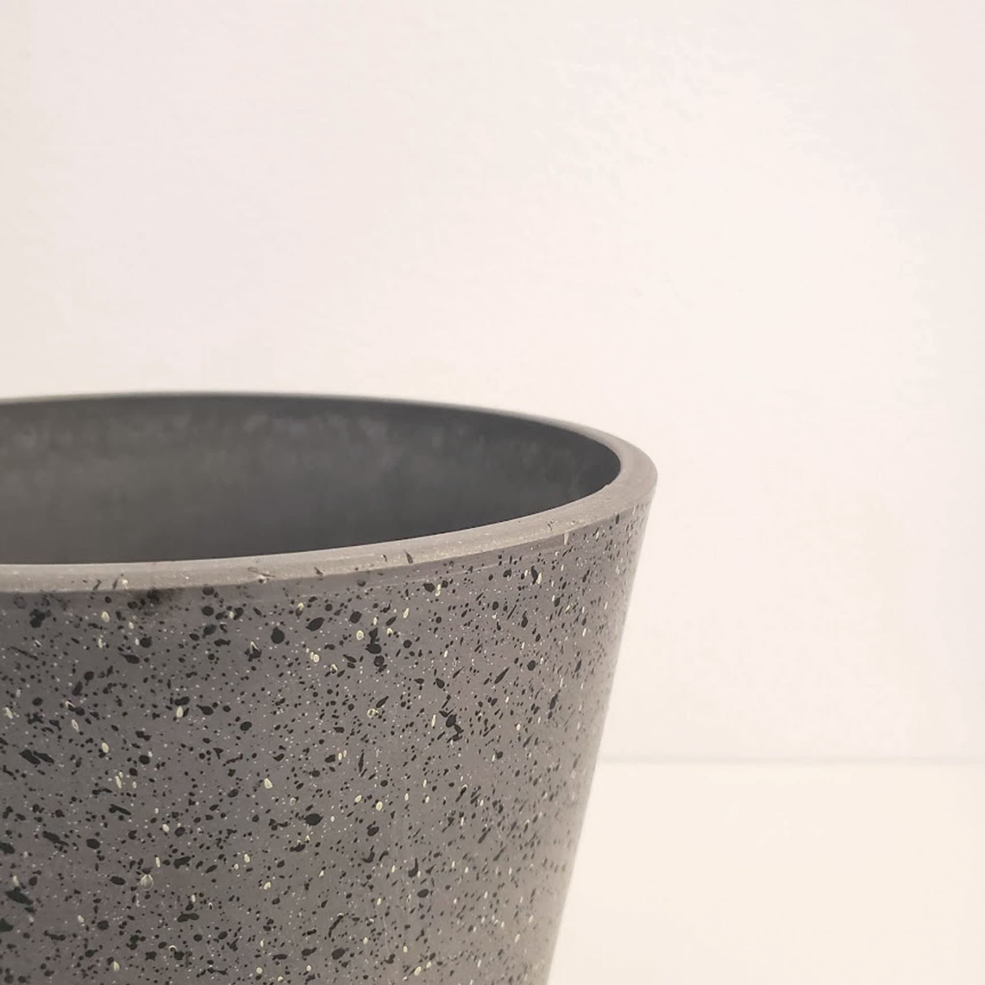 LILY – Circular Composite Planter With Saucer - Gray Terrazzo ...