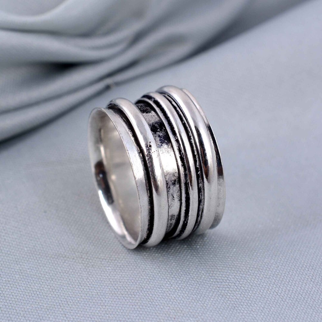 Anxiety Spinner Ring 925 Spinner Ring Three Tone Spinner - Etsy
