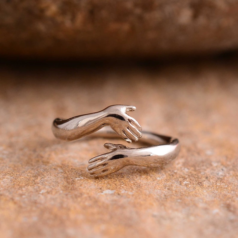 Adjustable Hug Hand Ring 925 Sterling Silver Hug Ring Hug - Etsy