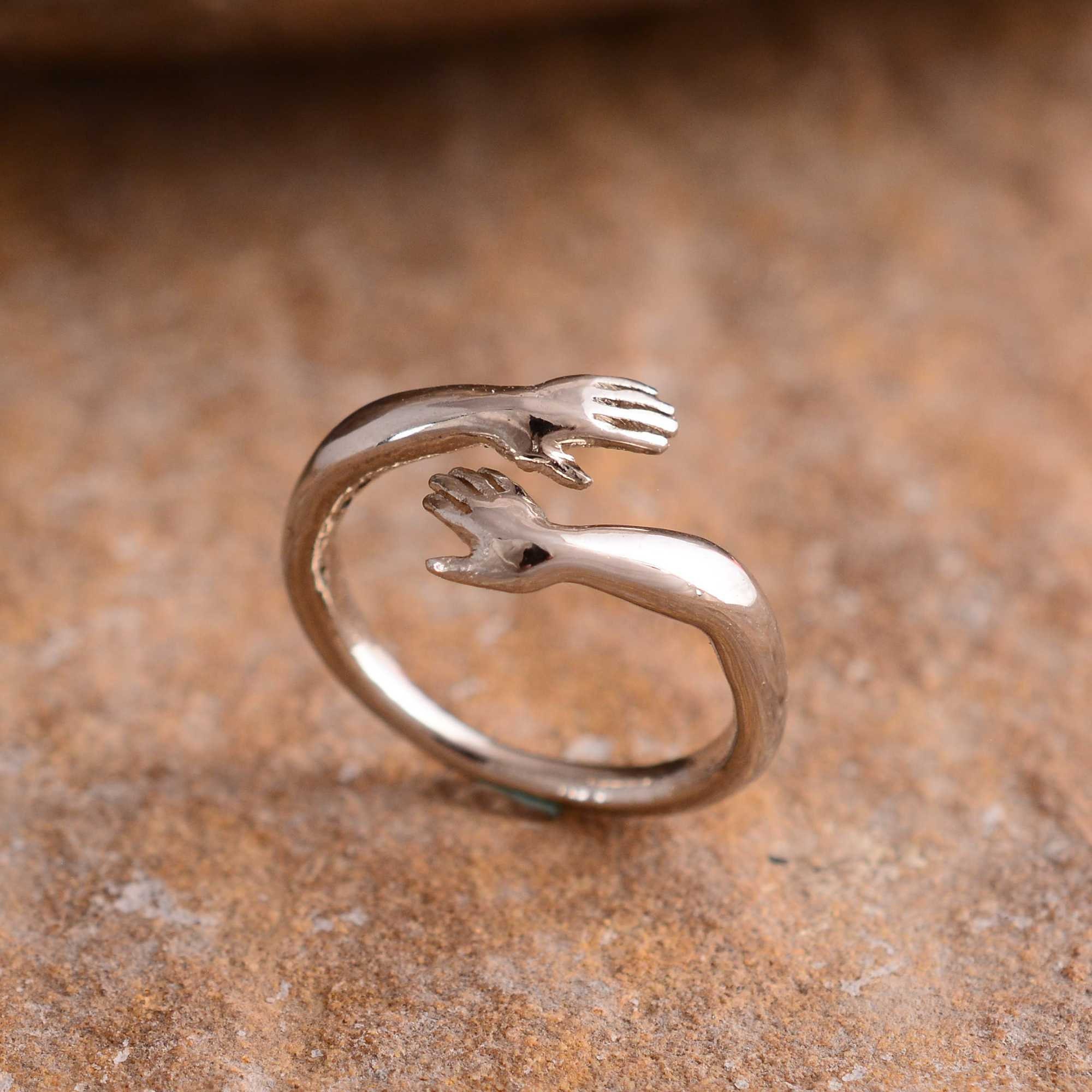 Adjustable Hug Hand Ring 925 Sterling Silver Hug Ring Hug - Etsy