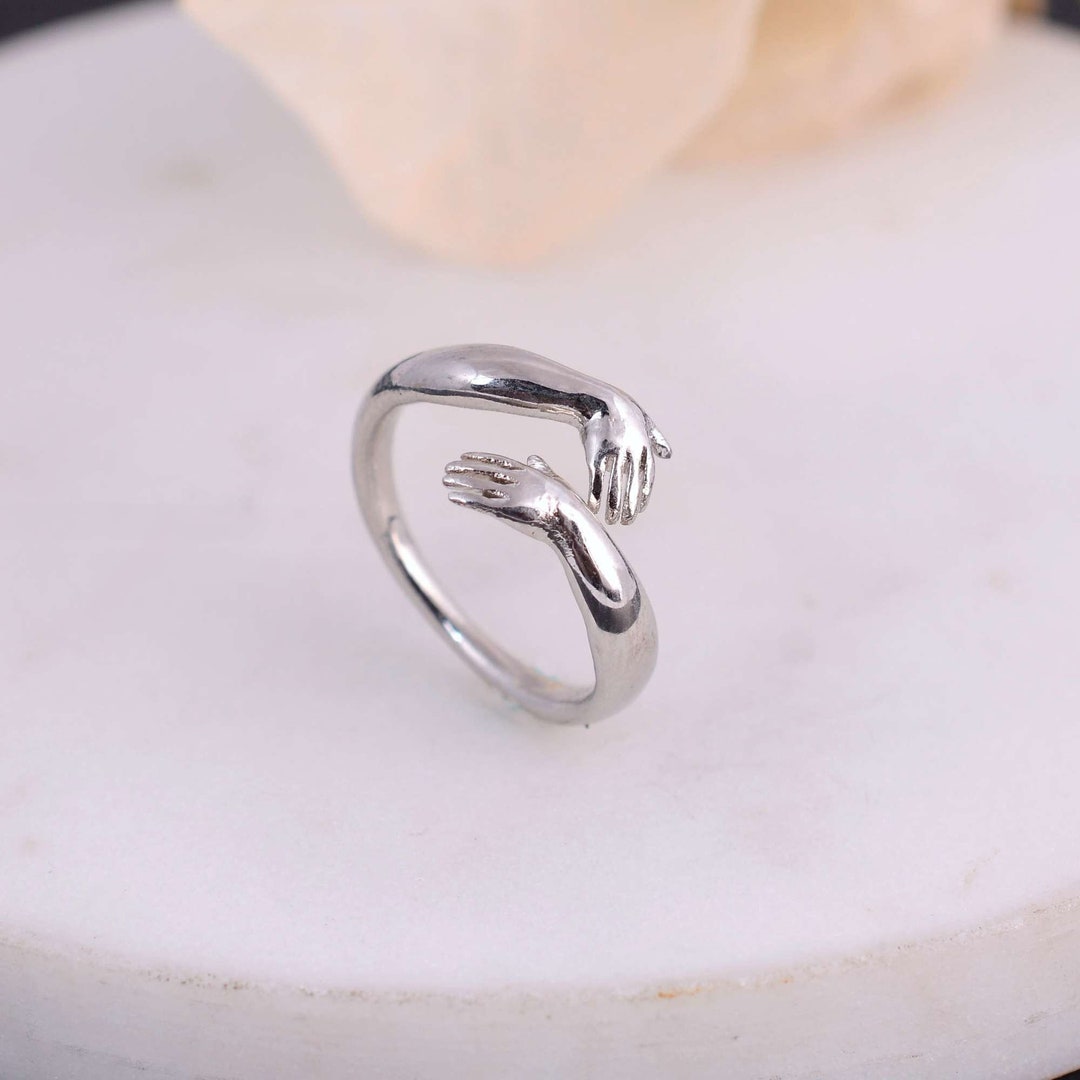 925 Sterling Silver Hug Ring, Handmade Hugging Ring, Plain and Simple ...