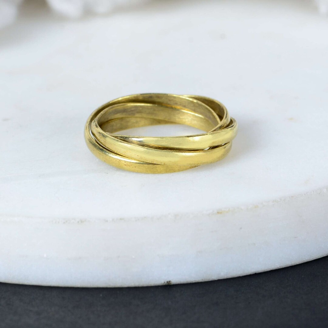 Multi Gold Ring, 4 Rolling Gold Ring, Triple Interlocked Ring, Gold ...