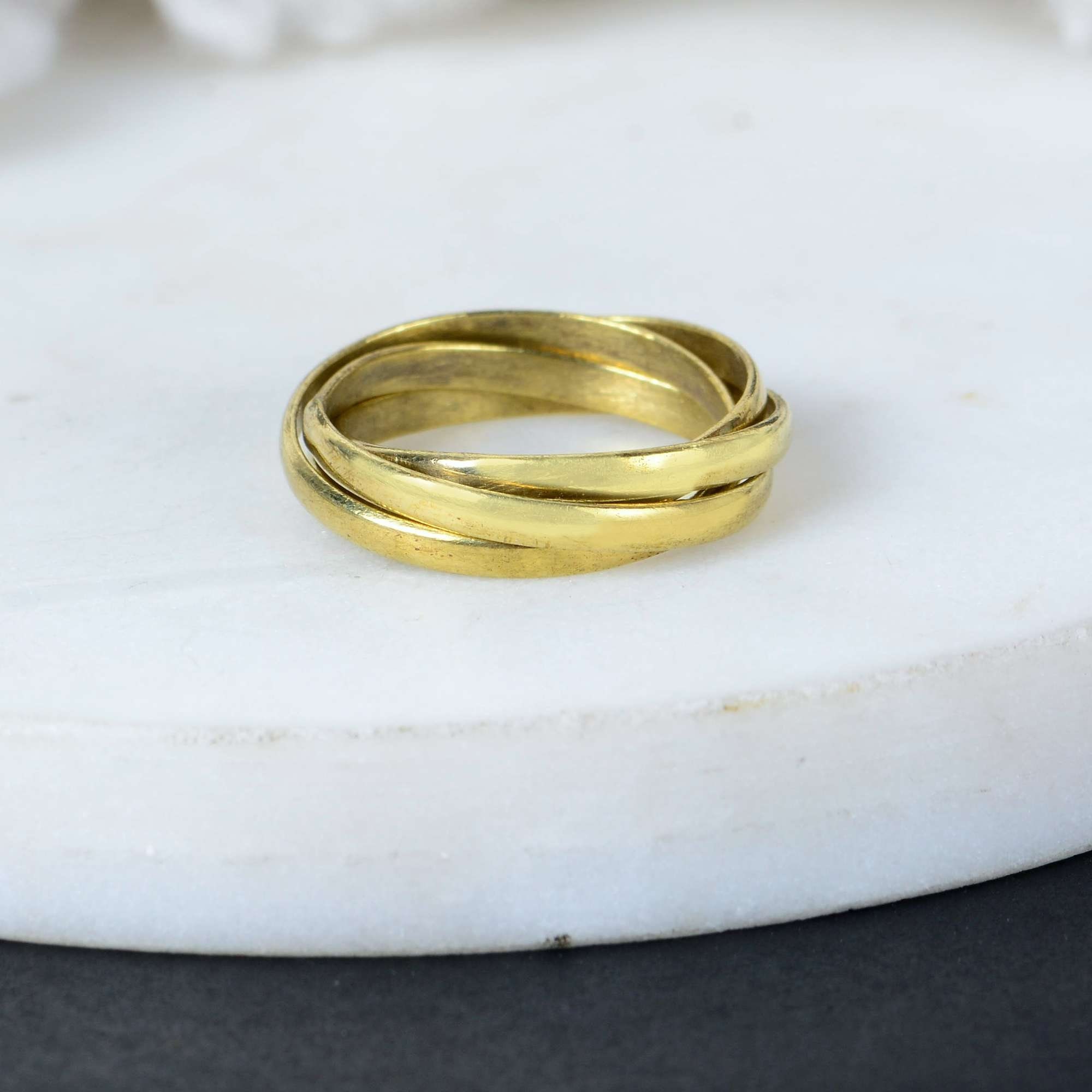 Multi Gold Ring, 4 Rolling Gold Ring, Triple Interlocked Ring, Gold ...