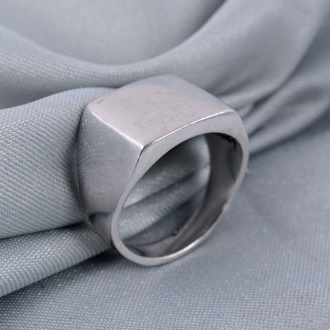 925 Sterling Silver Signet Ring, Mans Wedding Ring, Simple and Plain ...