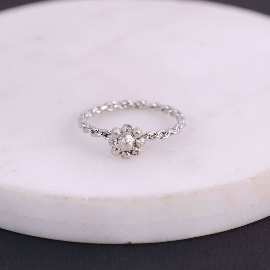 Sterling Silver Flower Ring, Twisted Rope Silver Ring, Handmade Women ...