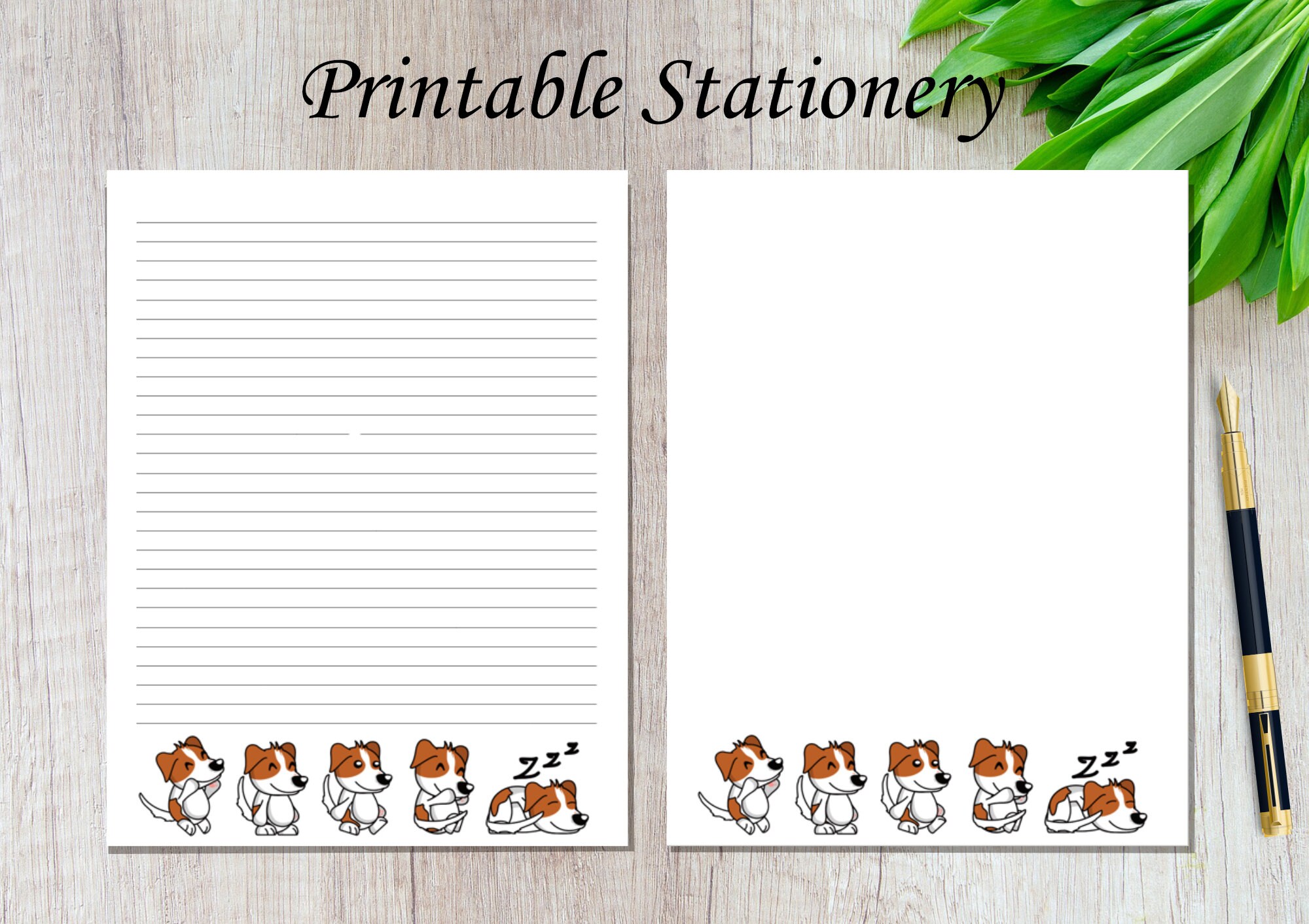 Cartoon Puppy Dog Stationery Paper / Printable Stationery Paper ...