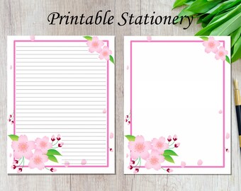 Floral Border Stationery Paper / Flower Printable Stationery Paper ...