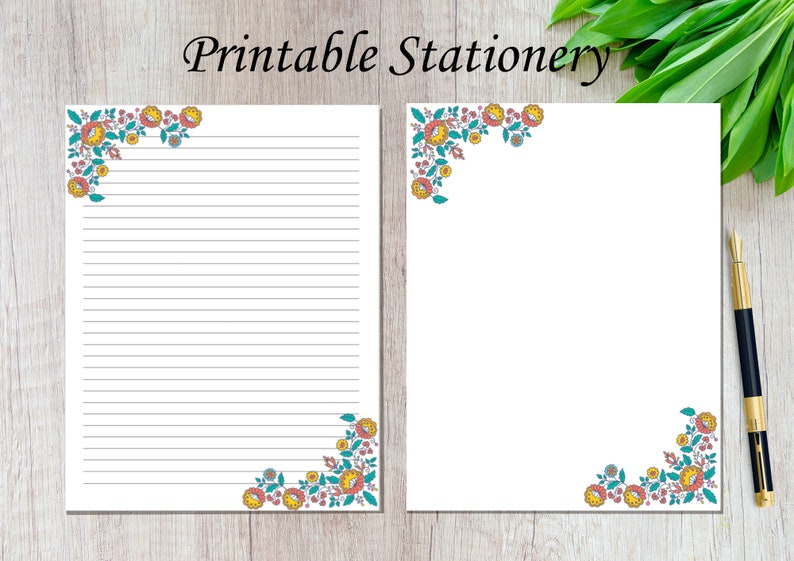 Floral Border Stationery Paper / Flower Printable Stationery Paper ...