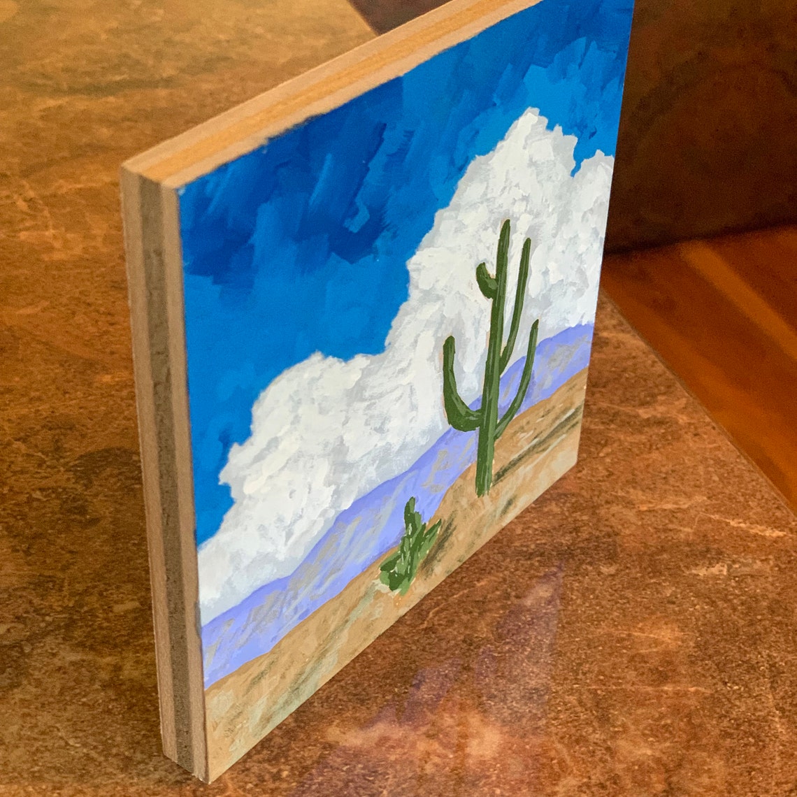 Desert Scene on Wood Panel - Etsy