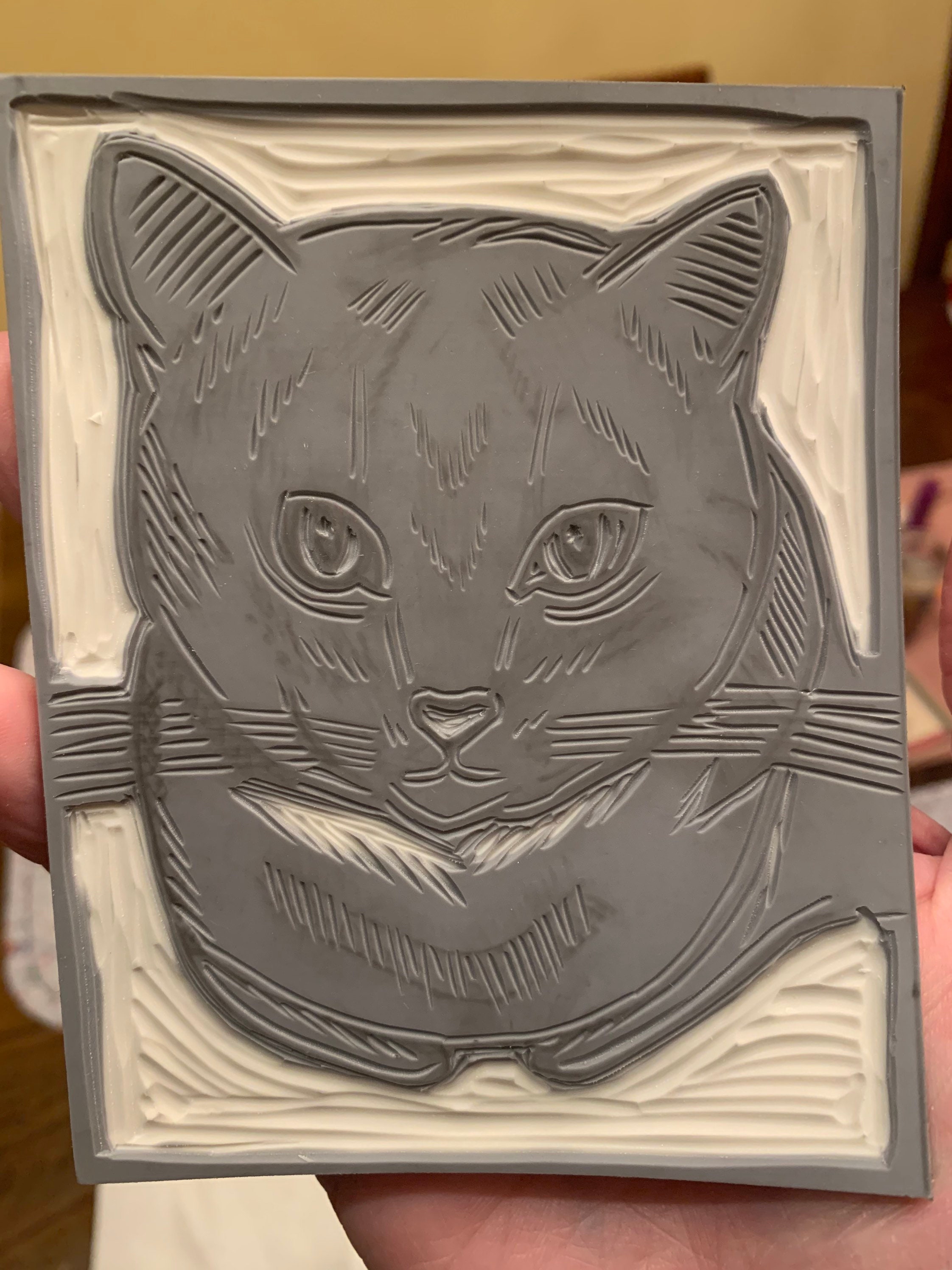 Cat Linoleum Print - Etsy